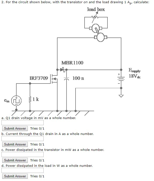 2. For the circuit shown below, with the transistor | Chegg.com