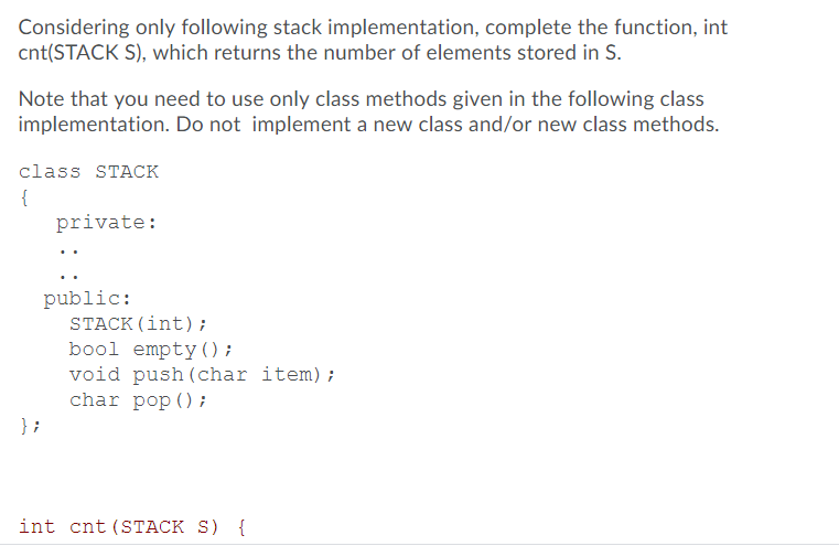 Solved Considering only following stack implementation, | Chegg.com