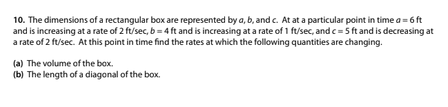 Solved 10. The dimensions of a rectangular box are | Chegg.com