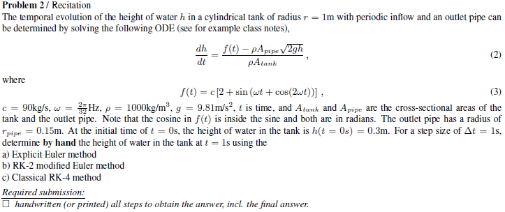 Solved by an EXPERT Problem 2 ?? ﻿RecitationThe temporal evolution of | Chegg.com