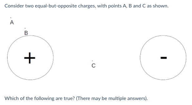 Solved Consider two equal-but-opposite charges, with points | Chegg.com