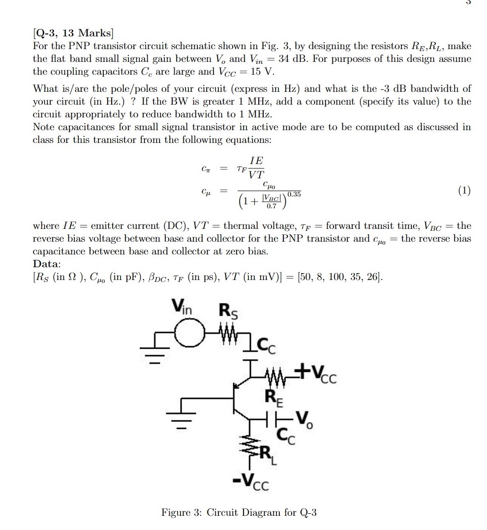 Solved [Q-3, 13 ﻿Marks]For the PNP transistor circuit | Chegg.com