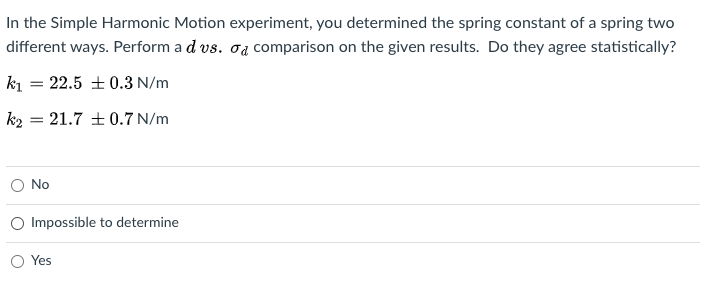 Solved In the Simple Harmonic Motion experiment, you | Chegg.com