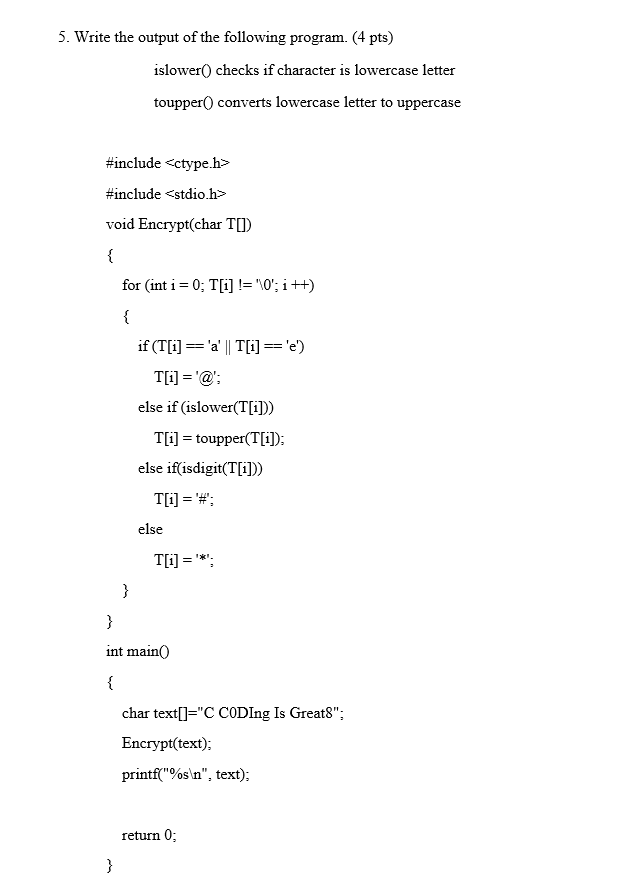 Solved What will be the output of the following program: | Chegg.com