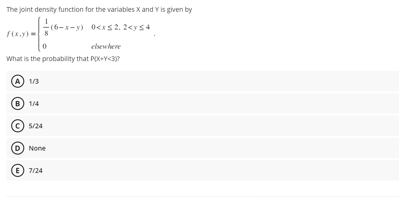 Solved The Joint Density Function For The Variables X And Y