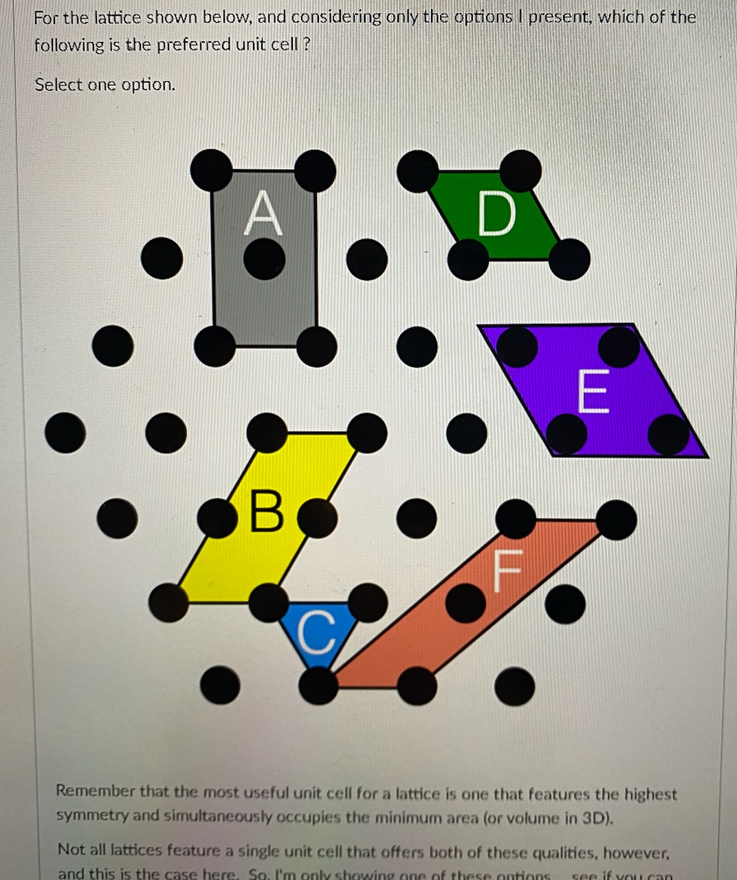 Solved For the lattice shown below, and considering only the | Chegg.com