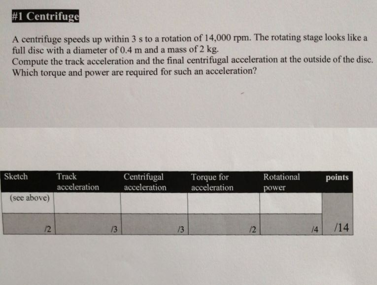 Solved #1 Centrifuge A centrifuge speeds up within 3 s to a | Chegg.com
