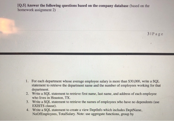 Solved Q.5] Answer the following questions based on the | Chegg.com