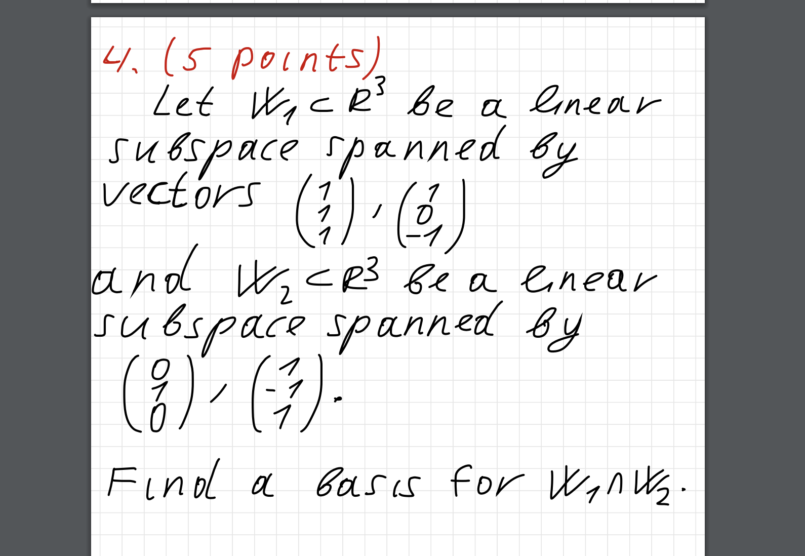 Solved 4.(5 points) Let K1⊂R3 be a linear subspace spanned | Chegg.com