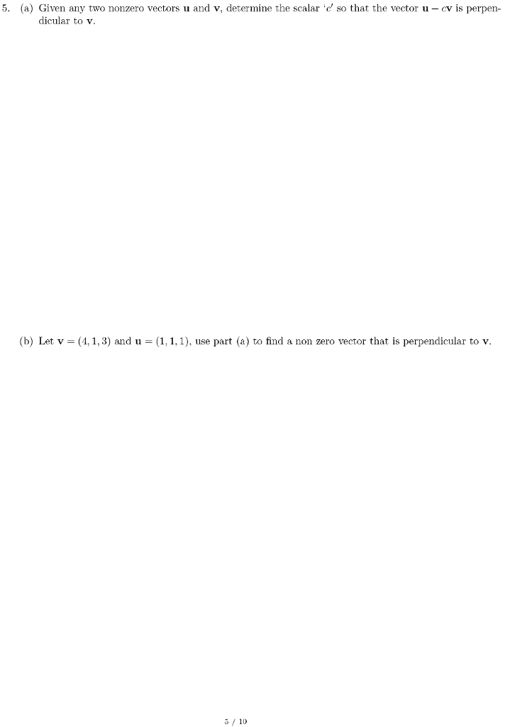 Solved 5. (a) Given any two nonzero vectors u and v, | Chegg.com