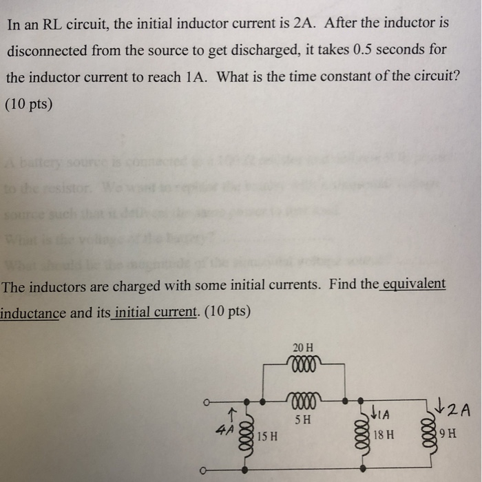 Solved In an RL circuit, the initial inductor current is 2A. | Chegg.com