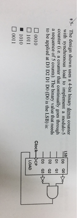 Solved 5- The design shown uses a 4-bit binary down counter | Chegg.com