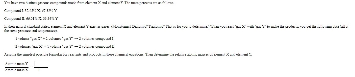 Solved You have two distinct gaseous compounds made from | Chegg.com