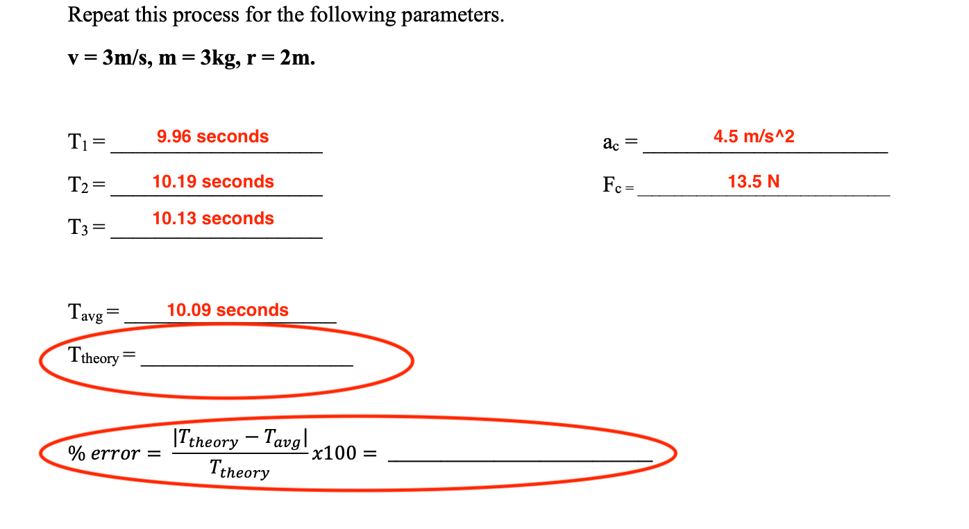 Solved Repeat this process for the following parameters. | Chegg.com