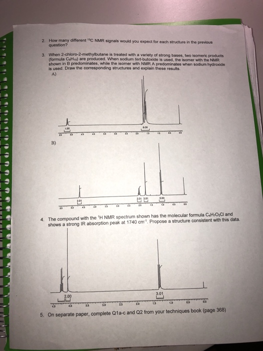 Solved 1. Predict the 1H NMR spectrum for each of the | Chegg.com