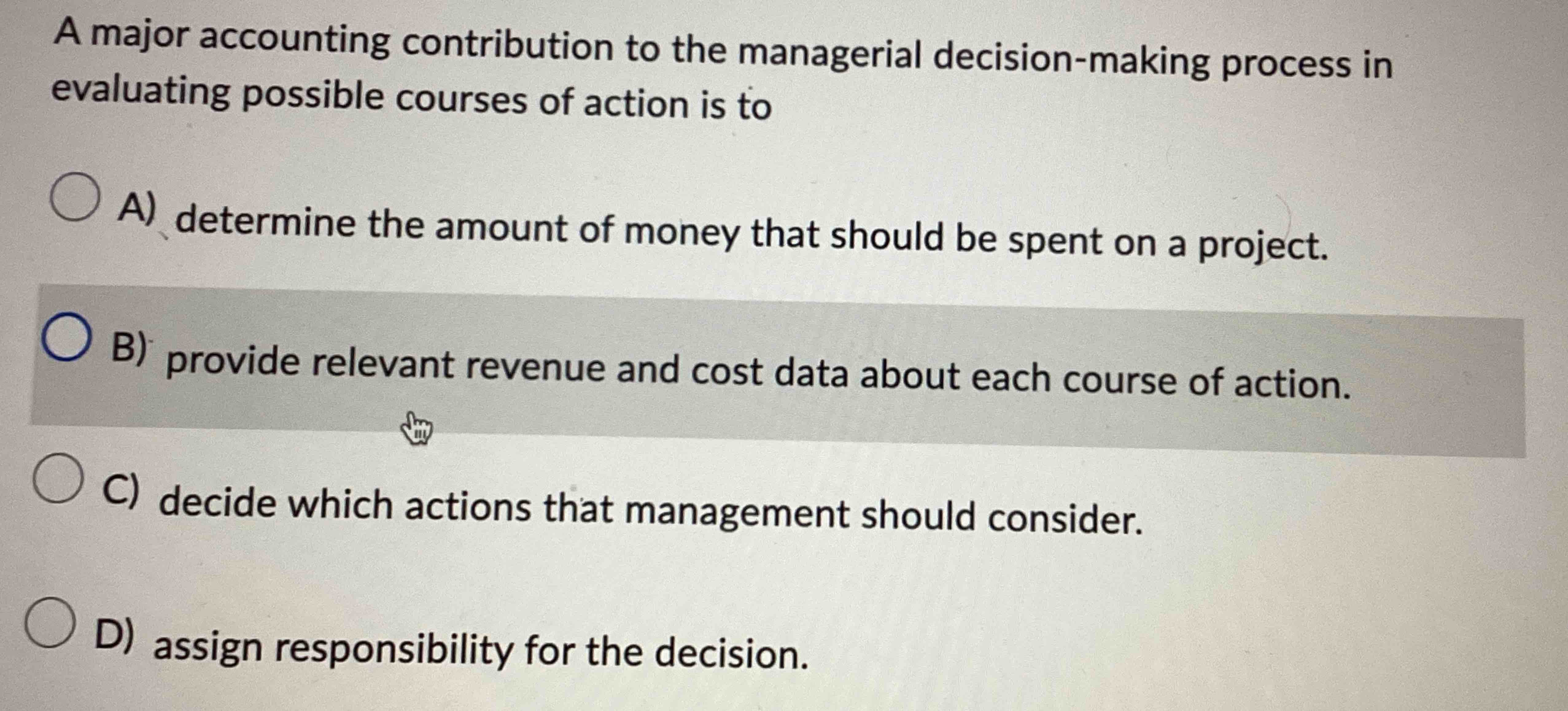Solved A major accounting contribution to the managerial | Chegg.com