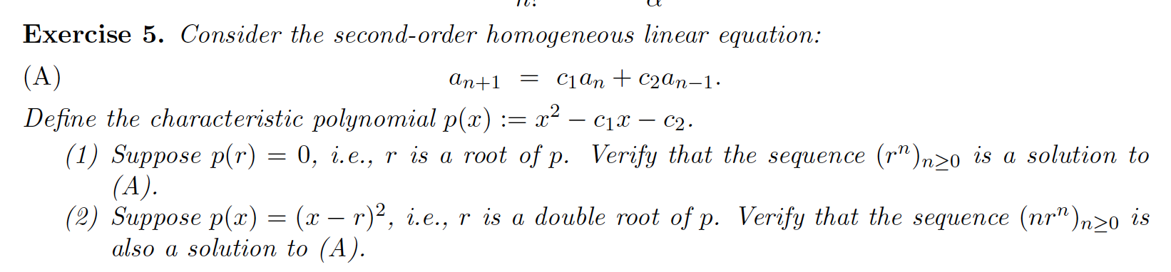 Solved Exercise 5. Consider the second-order homogeneous | Chegg.com