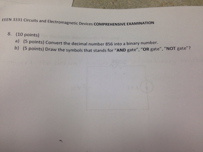 Solved Convert the decimal number 856 into a binary number. | Chegg.com