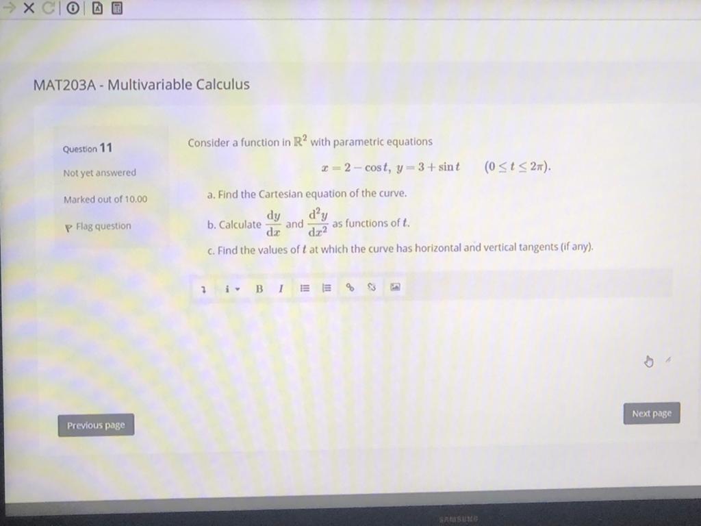 Solved > XCIO @ @ MAT203A - Multivariable Calculus Consider | Chegg.com