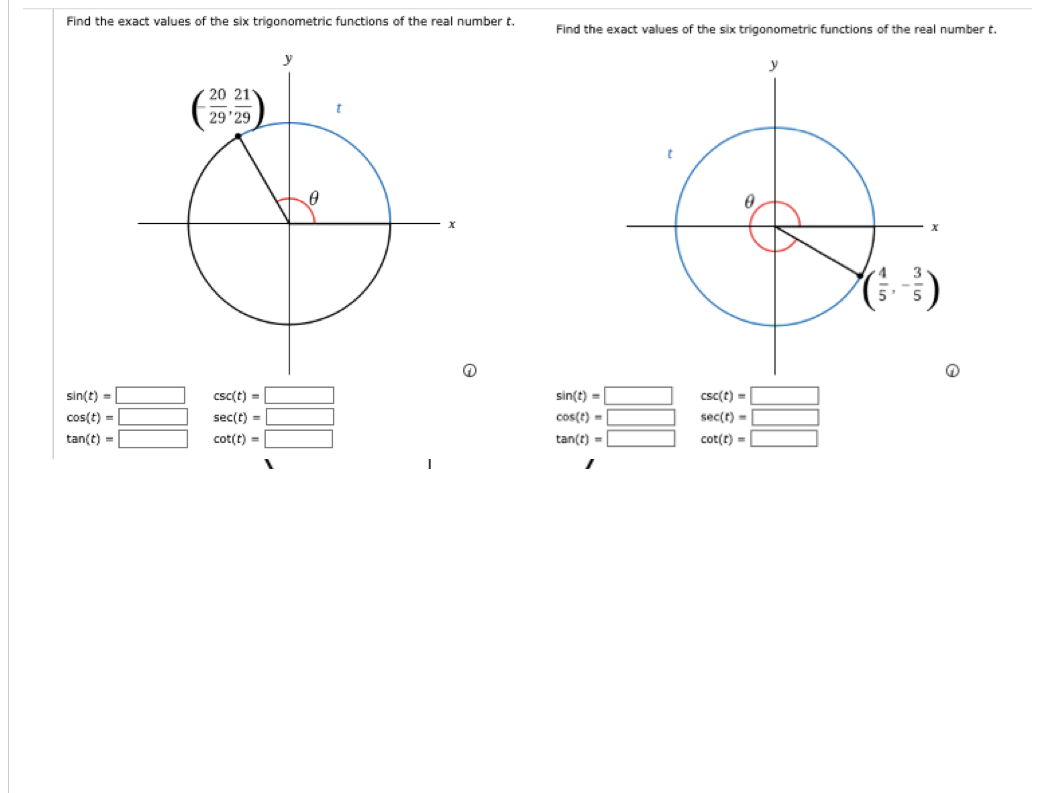 Solved Find the exact values of the six trigonometric | Chegg.com