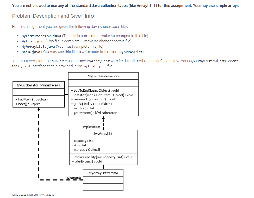 You are not allowed to use any of the standard Java | Chegg.com