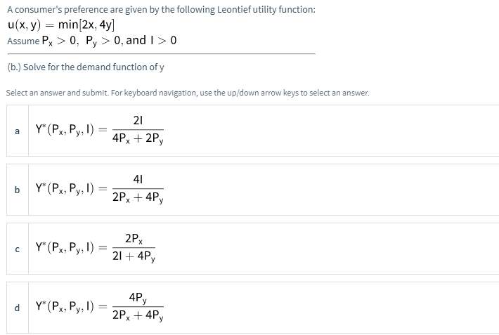 Solved A consumer's preference are given by the following | Chegg.com