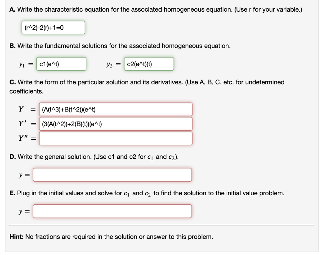 Solved A. Write the characteristic equation for the | Chegg.com