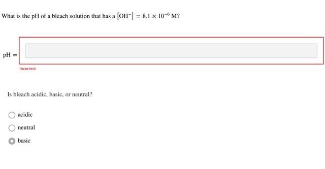 Solved What is the pH of a bleach solution that has a | Chegg.com