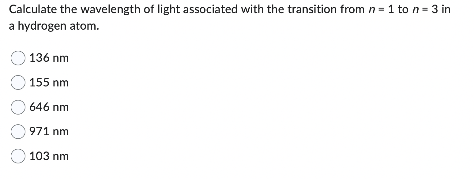 Solved Calculate The Wavelength Of Light Associated With The