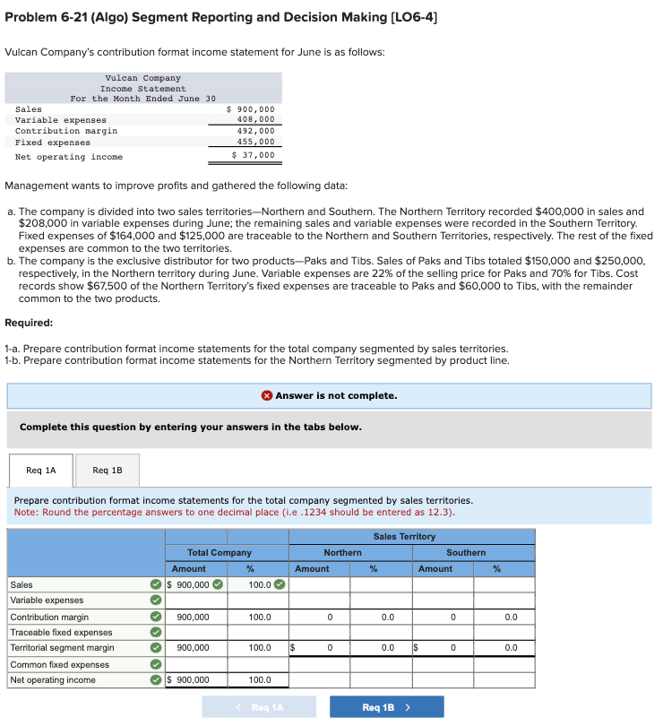Solved Problem 6-21 (Algo) Segment Reporting and Decision | Chegg.com