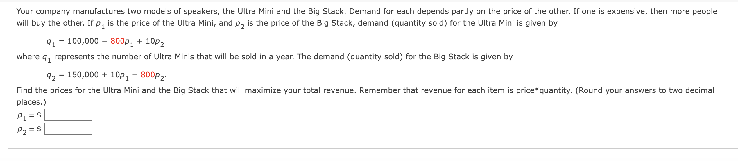 Solved Your company manufactures two models of speakers, the | Chegg.com