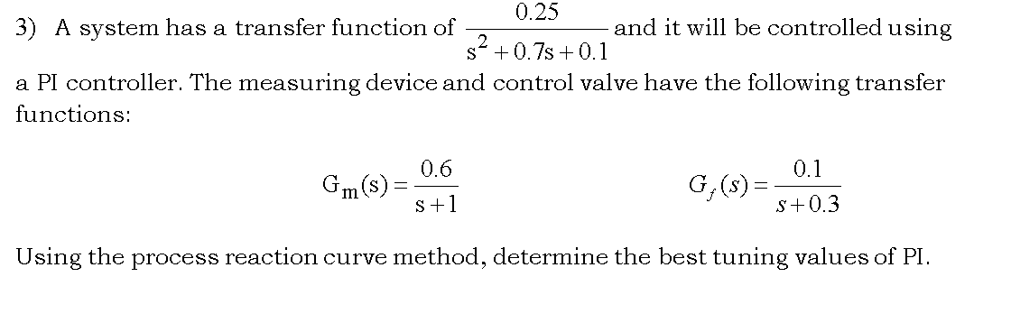 Solved 0.25 3) A system has a transfer function of and it | Chegg.com