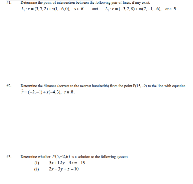 Solved #1. . Determine the point of intersection between the | Chegg.com