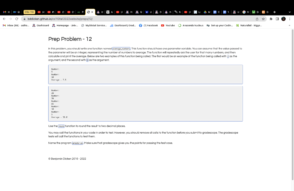 Solved Prep Problem - 12 In this problem, you should write | Chegg.com