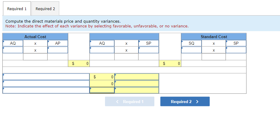 Solved Compute the direct materials price and quantity | Chegg.com