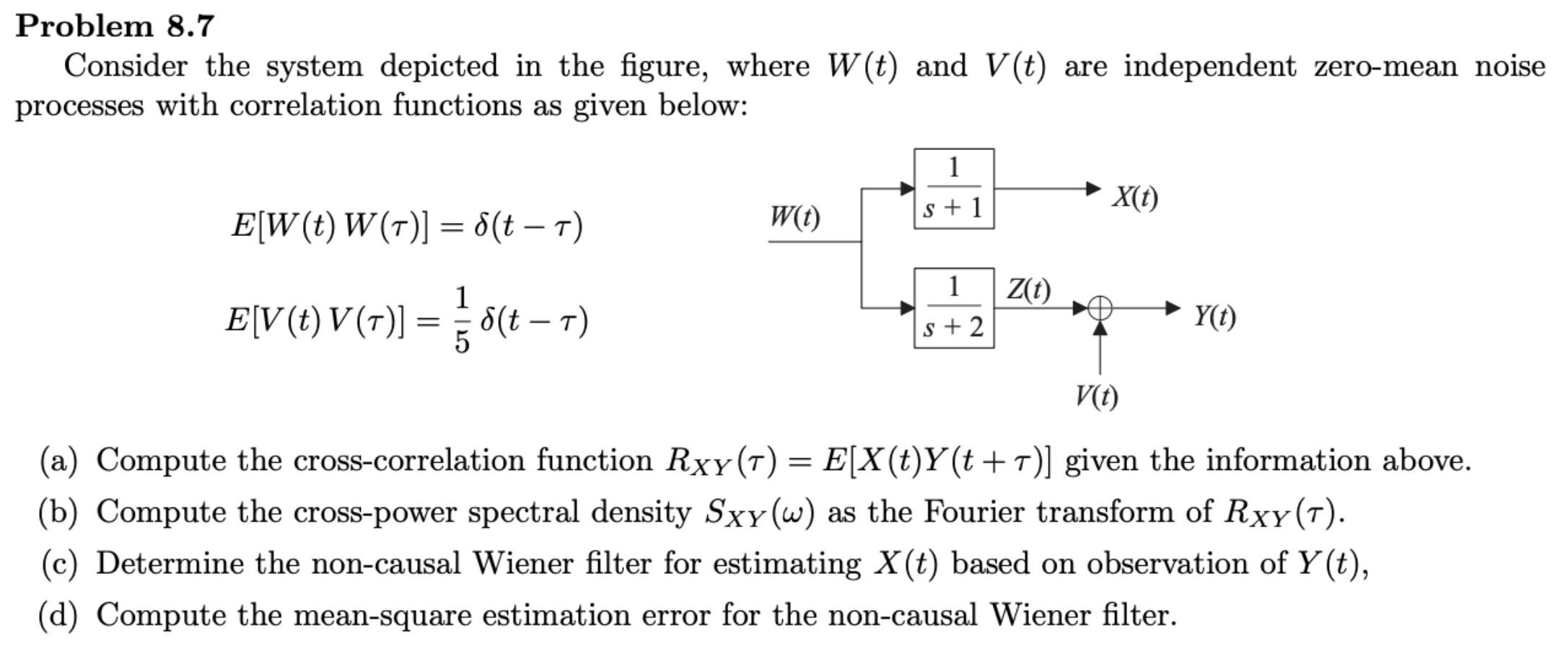 Solved (e) PLEASE ALSO DETERMINE THE CAUSAL WIENER FILTER | Chegg.com