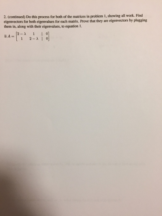 Solved Eigenvalue/Eigenvector Review Problems A non-zero | Chegg.com
