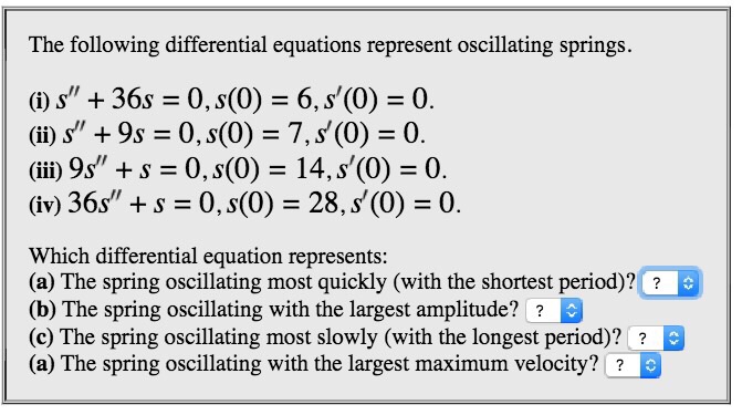 Solved The following differential equations represent | Chegg.com