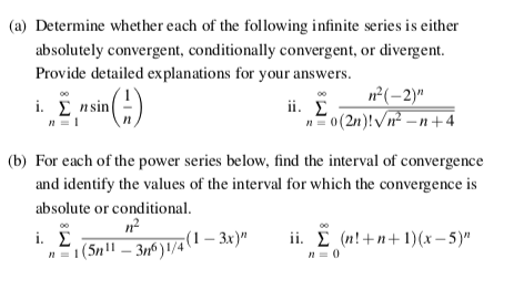 Solved (a) Determine whether each of the following infinite | Chegg.com