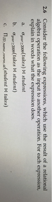 Solved 2.6 Consider the following expressions, which use the | Chegg.com