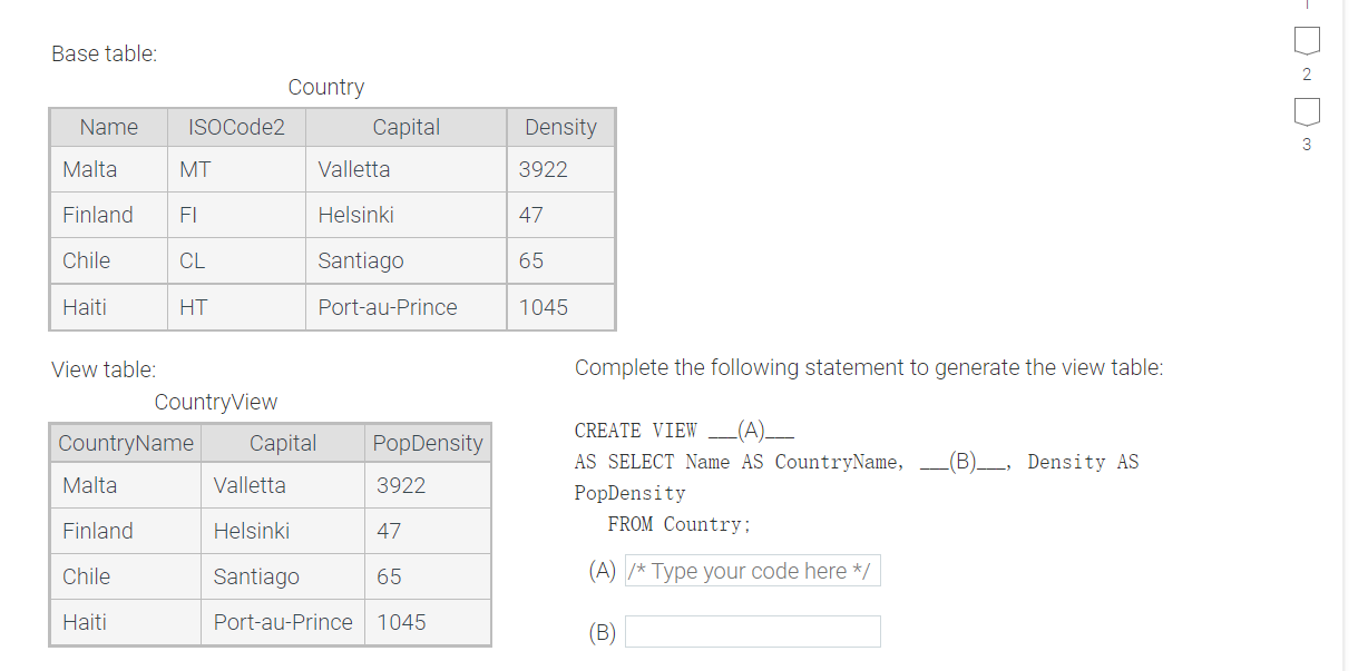 Solved Base table: Name ISOCode2 Country MT Capital Malta | Chegg.com