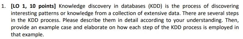 Solved Knowledge discovery in databases (KDD) is the process | Chegg.com