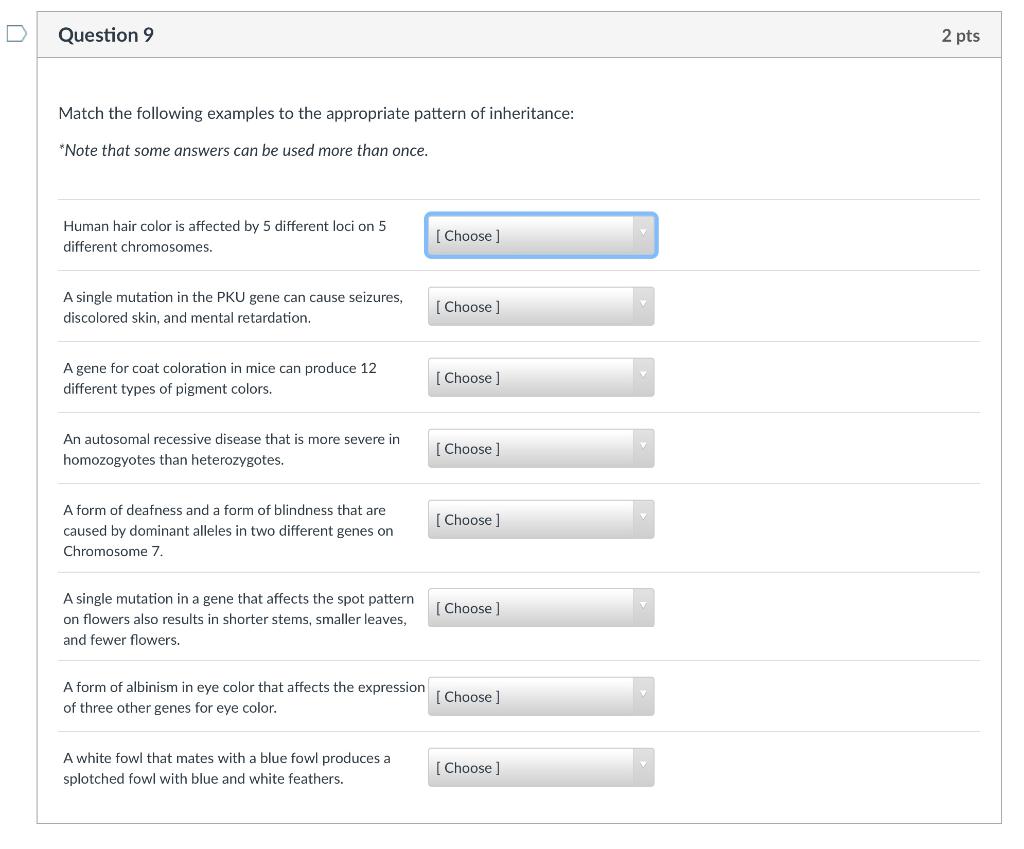 Solved [Choose ] [ Choose ] codominance incomplete dominance | Chegg.com