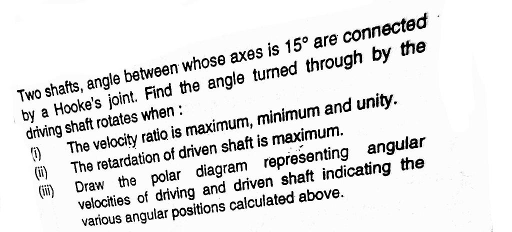 Solved Two shafts, angle between whose axes is 15∘ are | Chegg.com