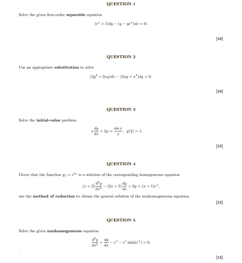 Solved Solve The Given First Order Separable Equation