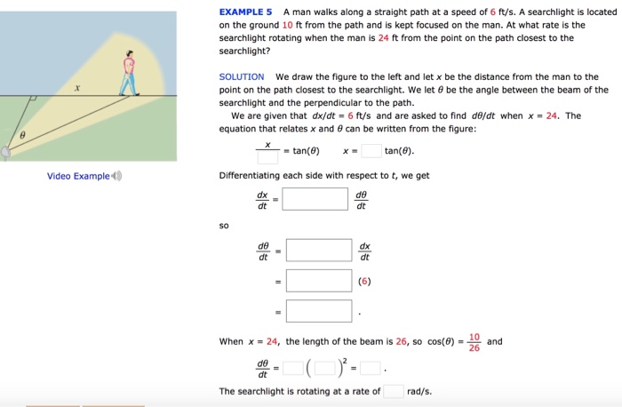 Solved EXAMPLE 5 A man walks along a straight path at a | Chegg.com