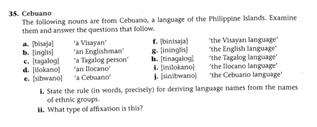 35. Cebuano The following nouns are from Cebuano, a | Chegg.com