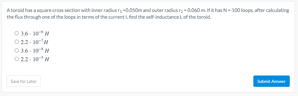 Solved A toroid has a square cross section with inner radius | Chegg.com