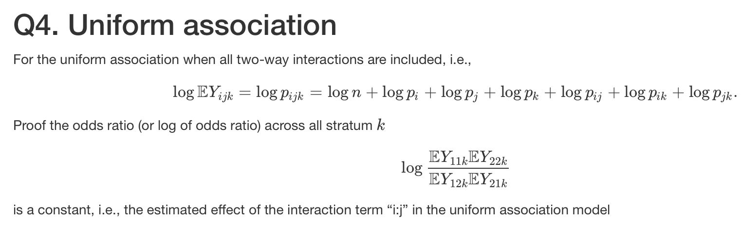 Solved For the uniform association when all two-way | Chegg.com