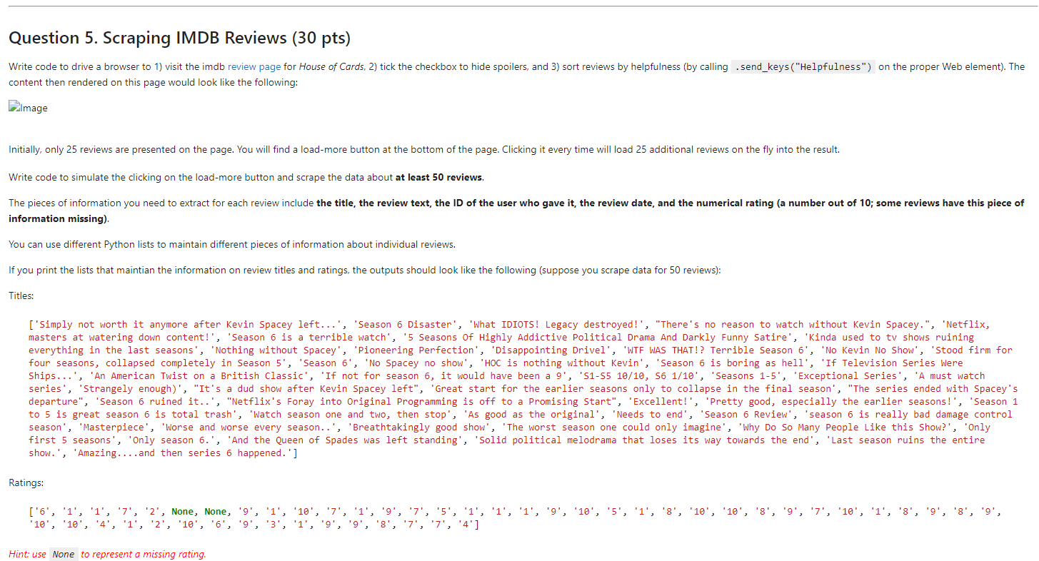 Code Lang: Python Write code to drive a browser to 1) | Chegg.com